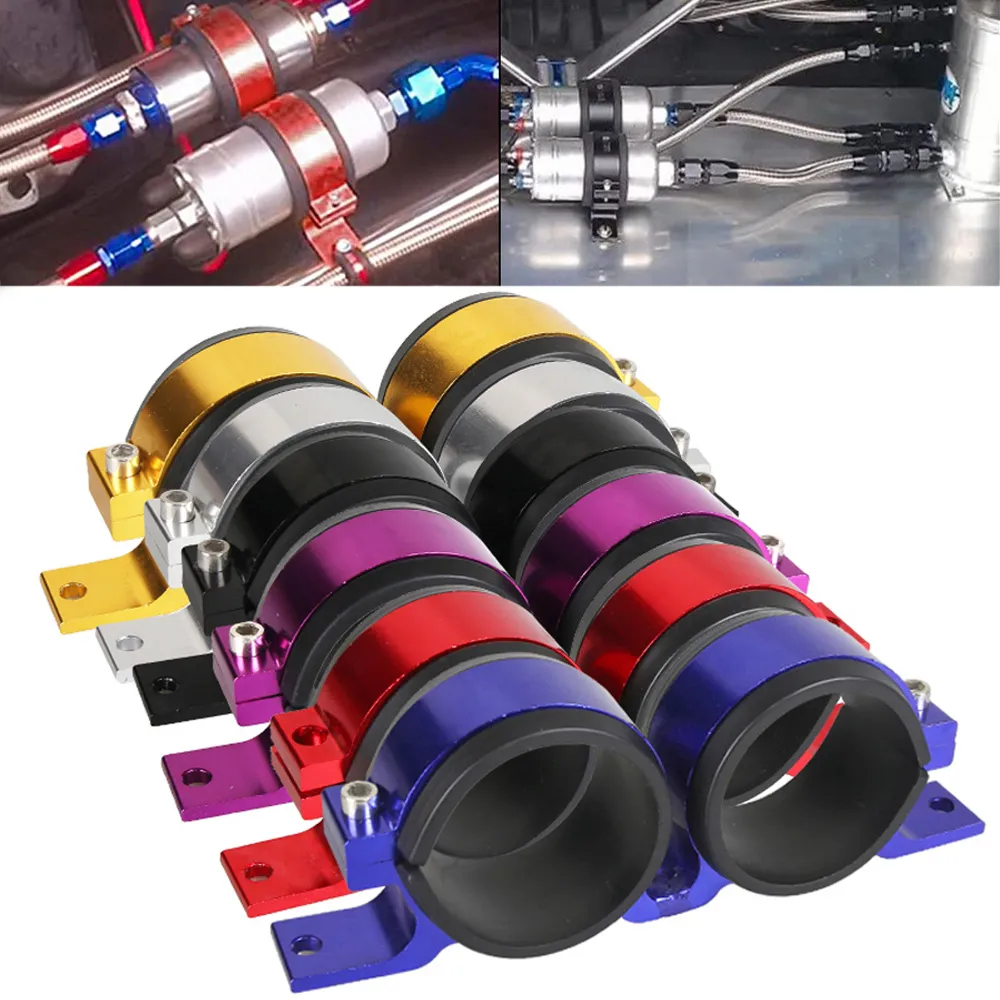 Aluminum Dual Twin Fuel Pump Mount Bracket 60mm Fuel Filter Clamp ...