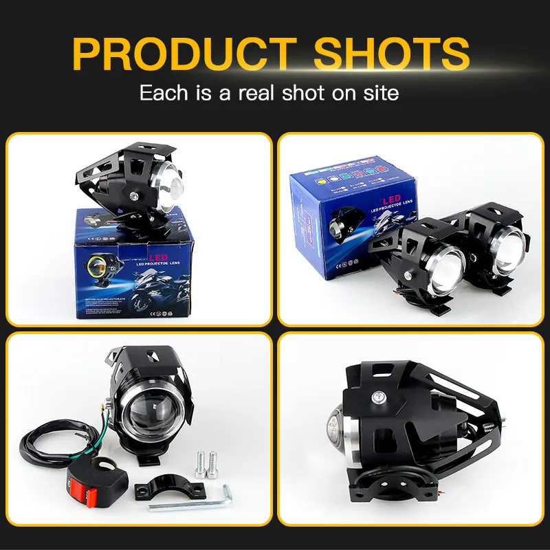 Universal 12V U5 LED Motorcycle Headlight Spotlight Auxiliary Lamp for ...