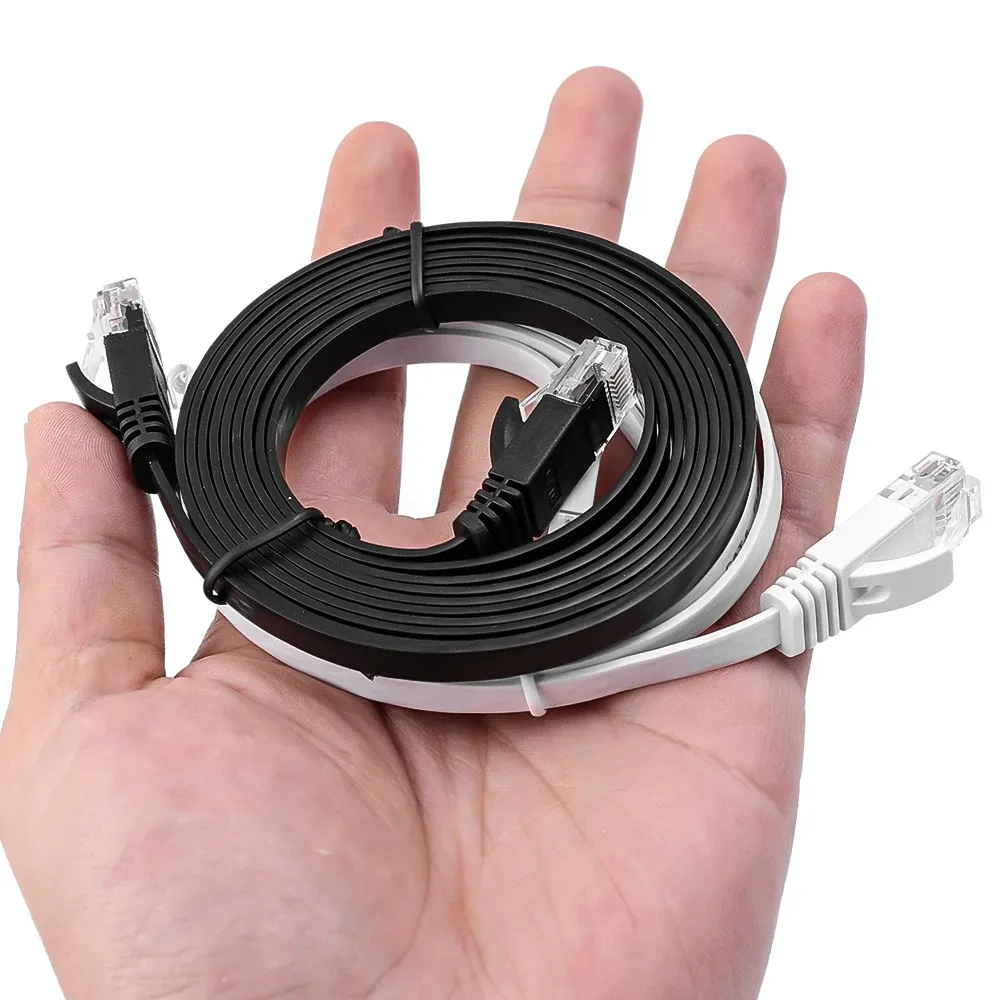 Cat 6 Flat Network Cables RJ45 Ethernet Patch Cord 1000Mbps High Speed ...