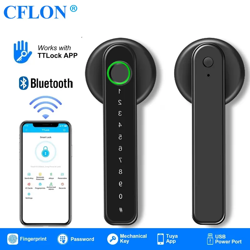 Fingerprint Smart Door Lock with Bluetooth for TTLock, Electronic Lock ...