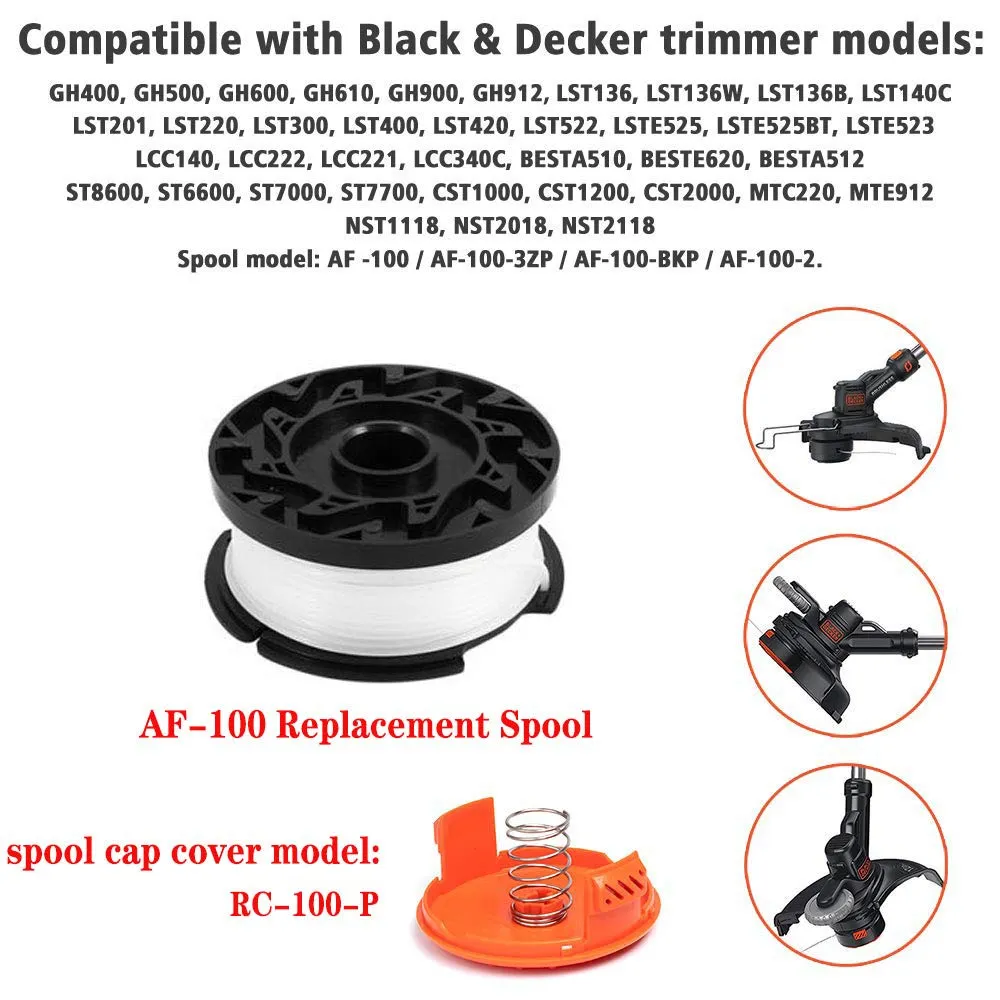 String Trimmer Spool Cap Replacements - GH600, GH610, GH900, AF-100-3ZP ...