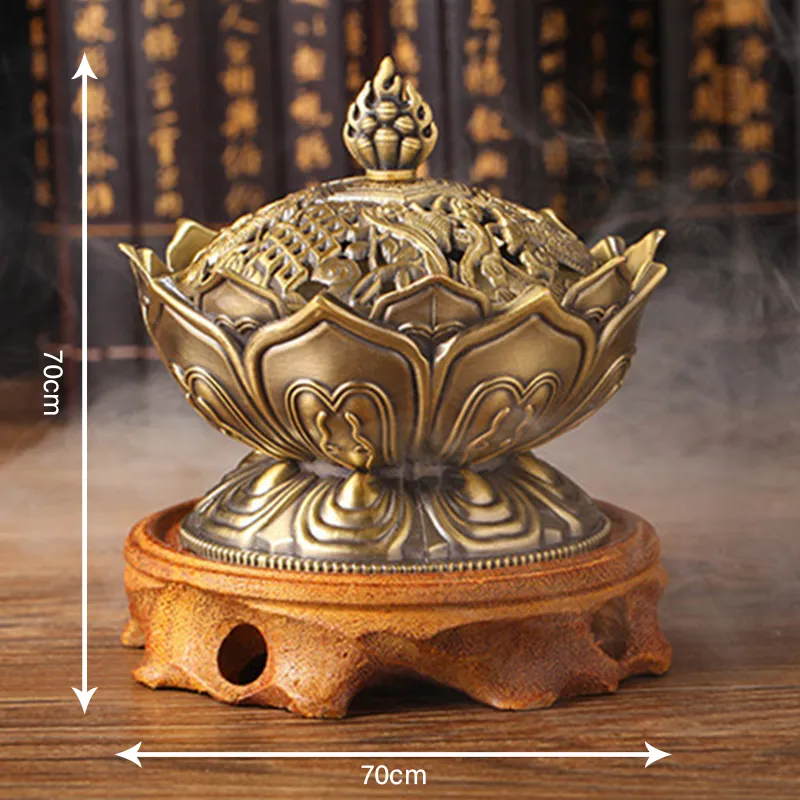 Brass Lotus Incense Burner: Mini Home Decor Sandalwood Censer Holder ...