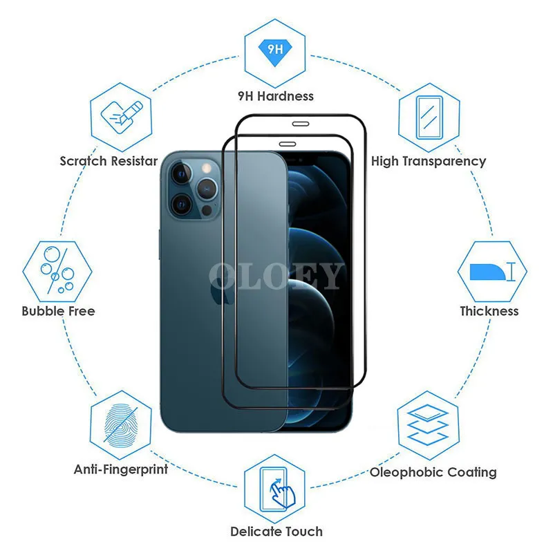 Protective Glass for iPhone 12, 12 Pro Max, 12 Mini, and 11 Pro 9D ...