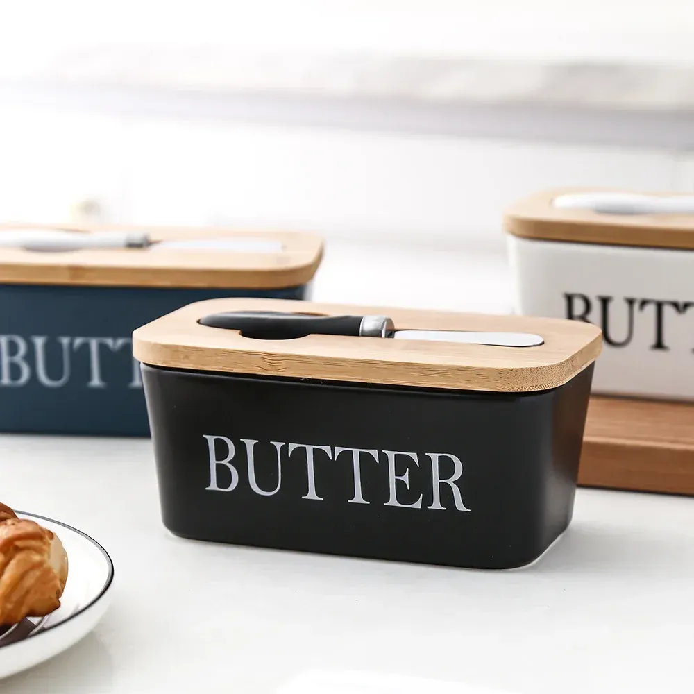 2024 Nordic Butter Keeper - Ceramic Butter Dish with Lid and Knife ...
