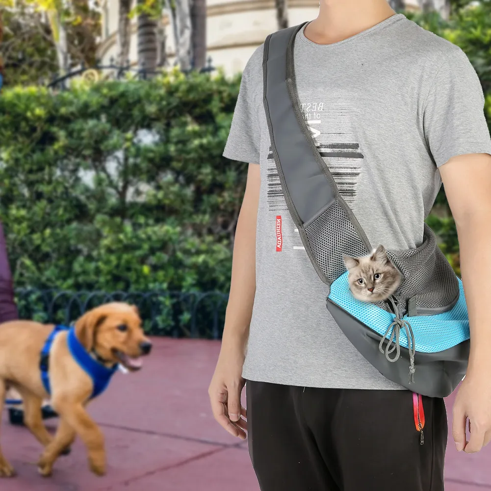Breathable Mesh Pet Carrier with Adjustable Shoulder Strap for Outdoor ...