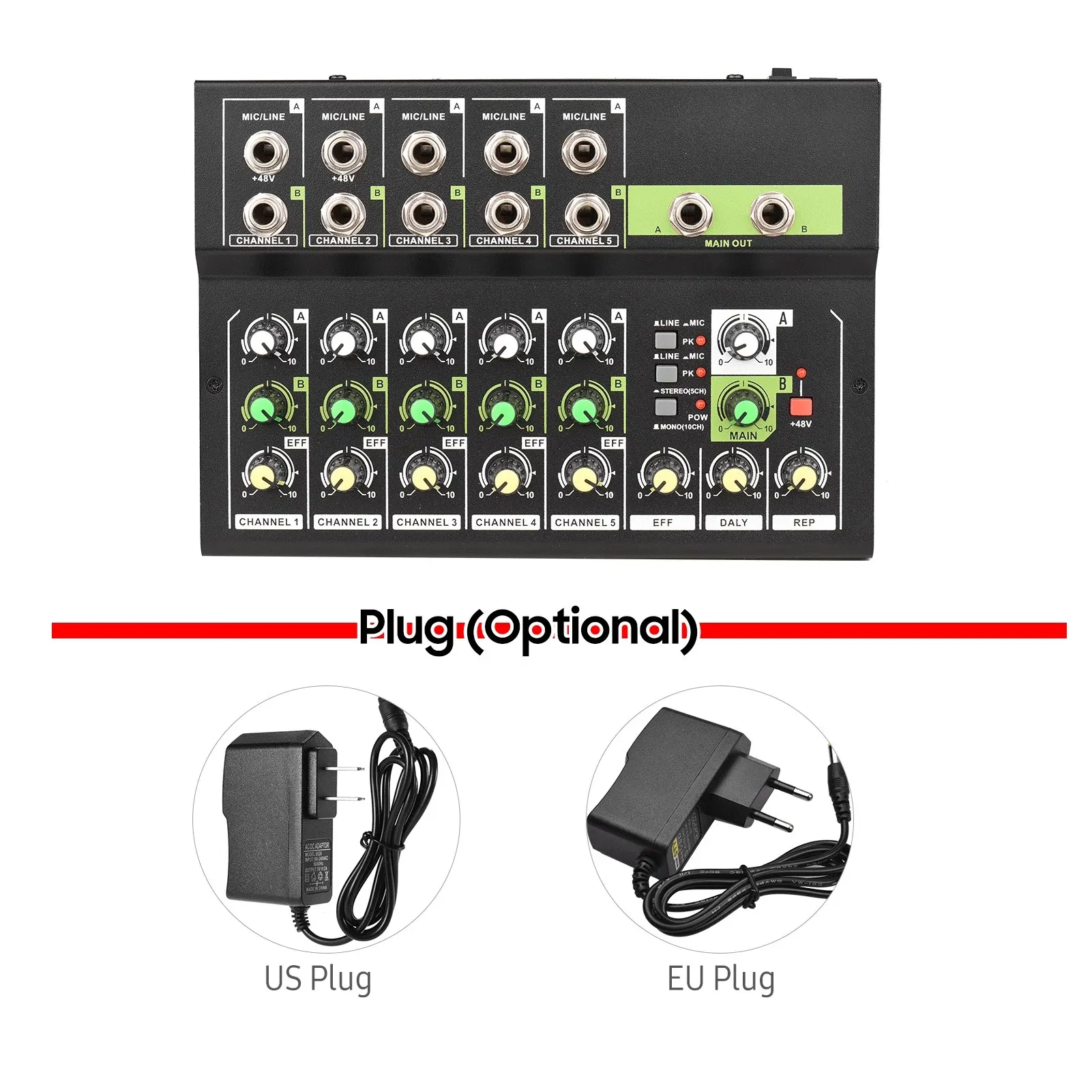 Digital Equalizer Mixer Console With Reverb & 48V Phantom Power 10 ...