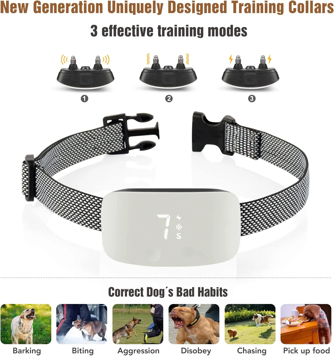 Automatic Anti-Barking Dog Collar, Rechargeable Bark Stopper, IP67 ...