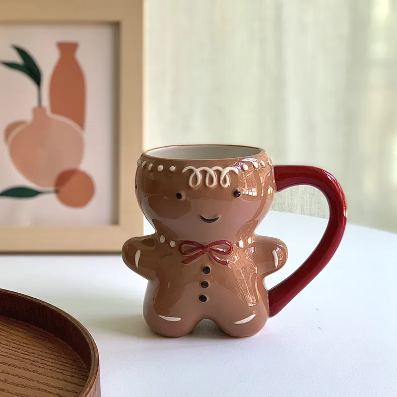 300ml Gingerbread Man Christmas Ceramic Mug 3D Gingerbread Man Coffee ...