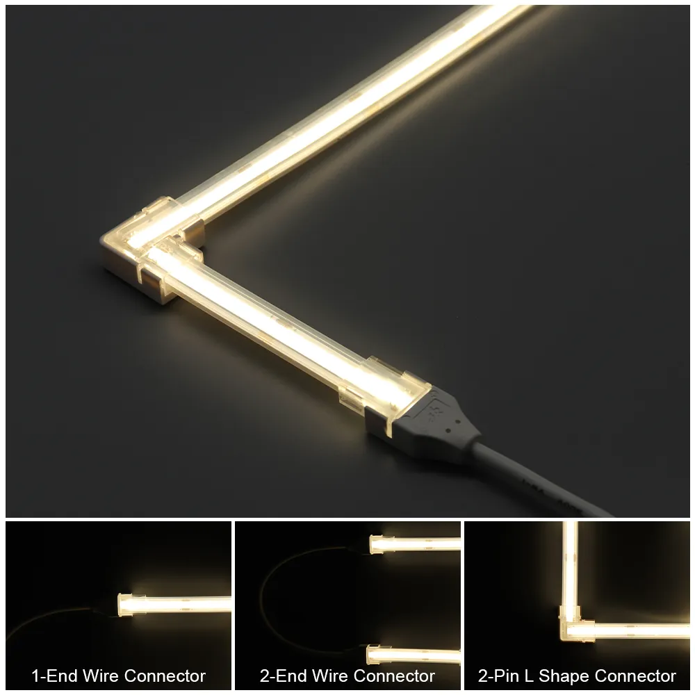2024 IP68 COB LED Strip Connector L-Shape Corner Connectors for 8-10mm ...