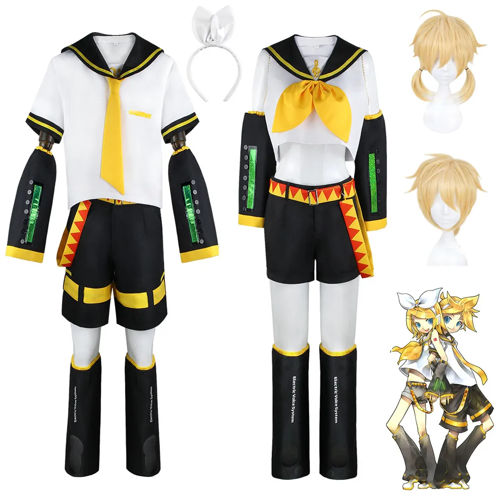 Kcagamine Rin Len Cosplay Costumes, 2024 Halloween Party Yellow Wigs ...