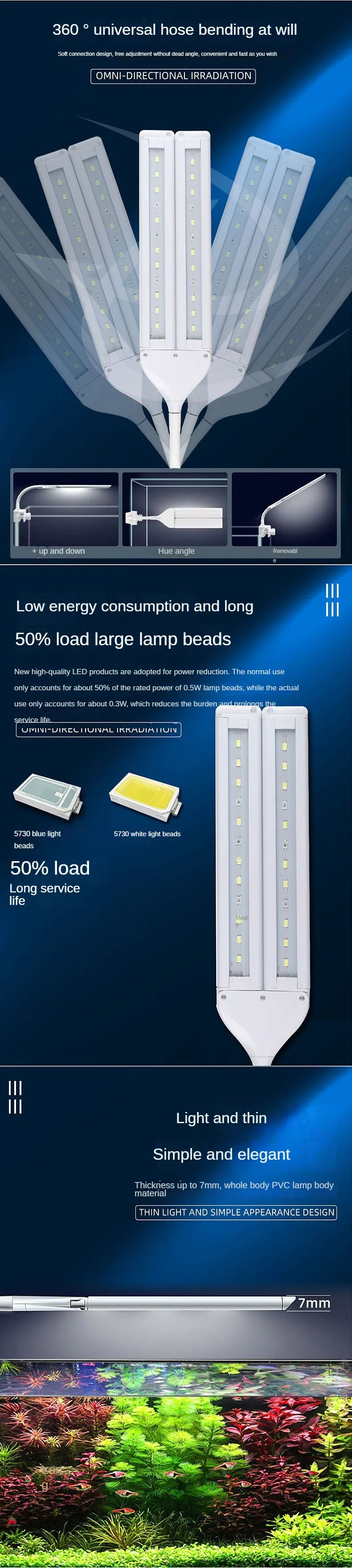 DHgate.com:Multi-Color Mini LED Aquarium Light Fixture with Timer, for ...