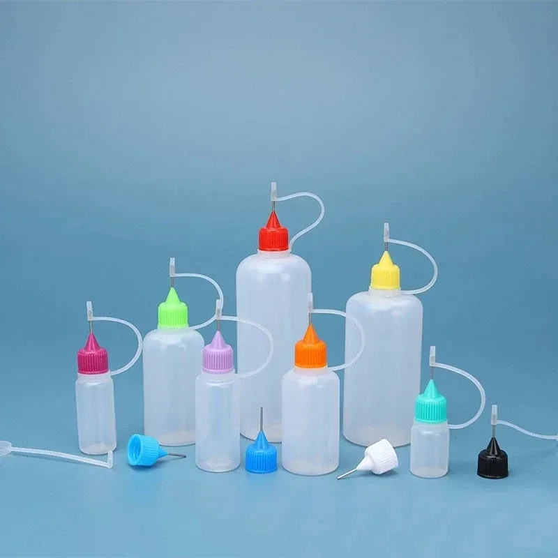 100-Pack 5ml-100ml Colorful Squeezable Needle Applicator Bottles with ...