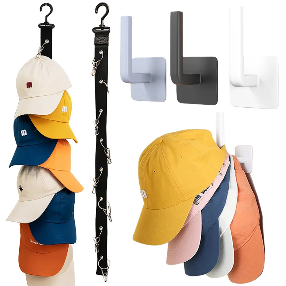Baseball Cap Storage Hanger - 8 Clip Closet Organizer for Caps ...