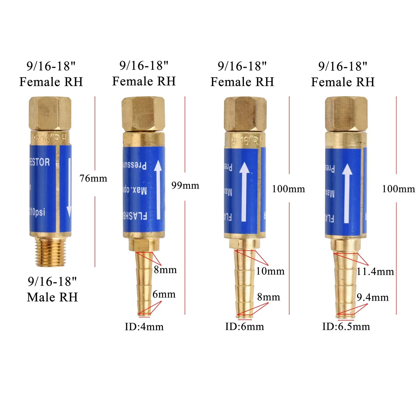 Gas Safety Check Valve Set Oxygen Acetylene Propane Flashback Arrestor ...