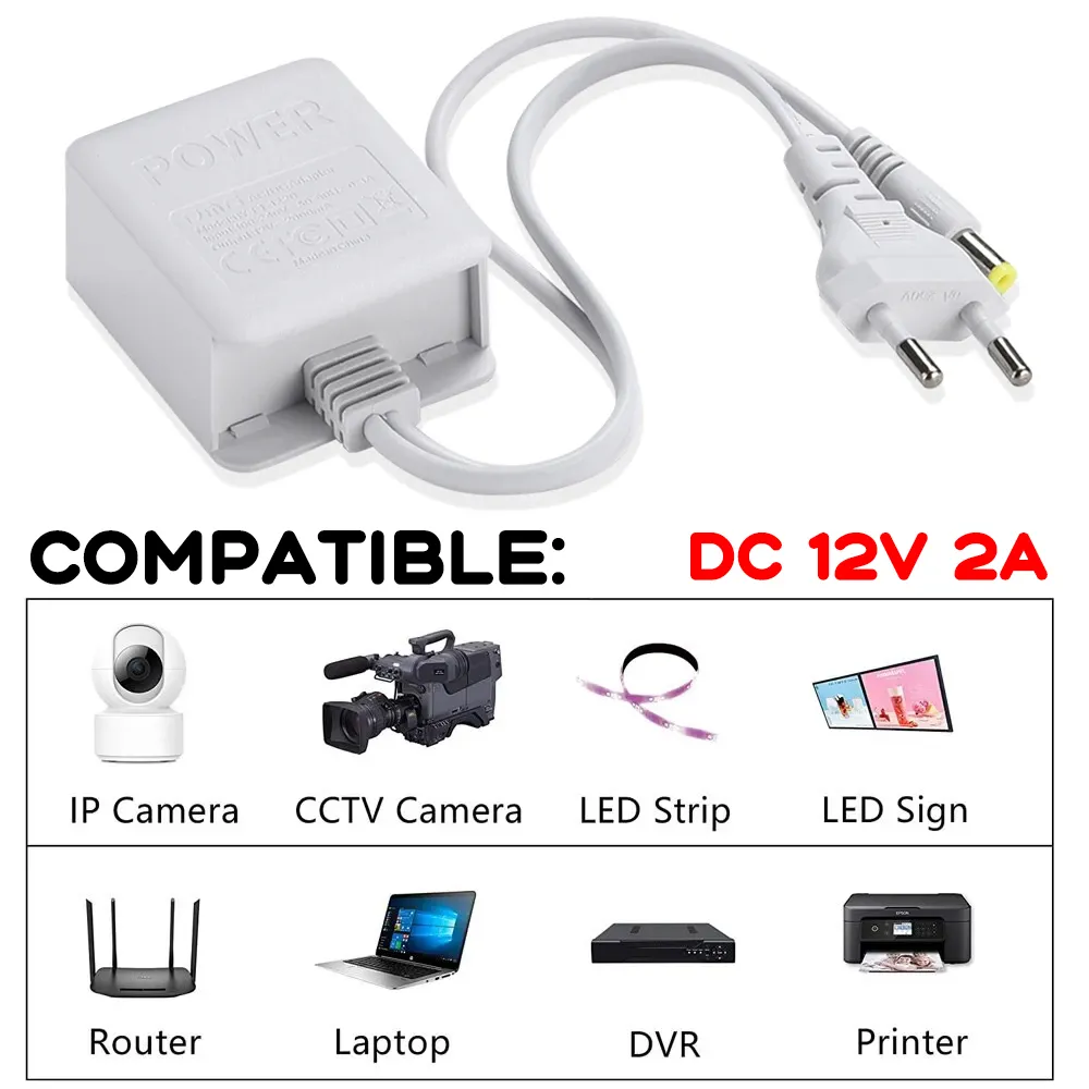 DHgate.com:Waterproof 12V 2A Power Supply Adapter for CCTV Security ...
