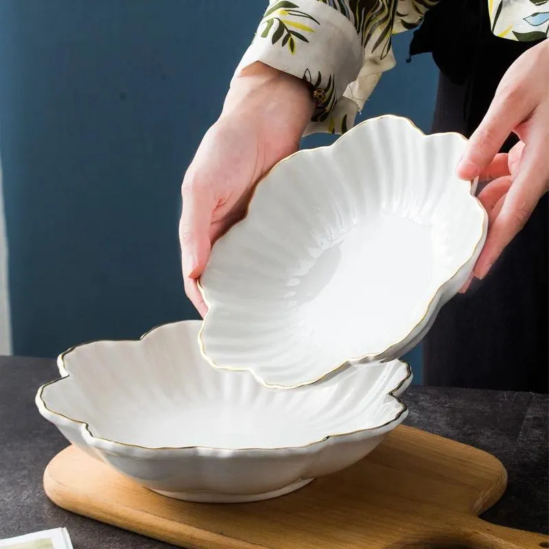 Ceramic Flower-Shaped Plates 8 in Deep Salad Snack Fruit Vegetable ...