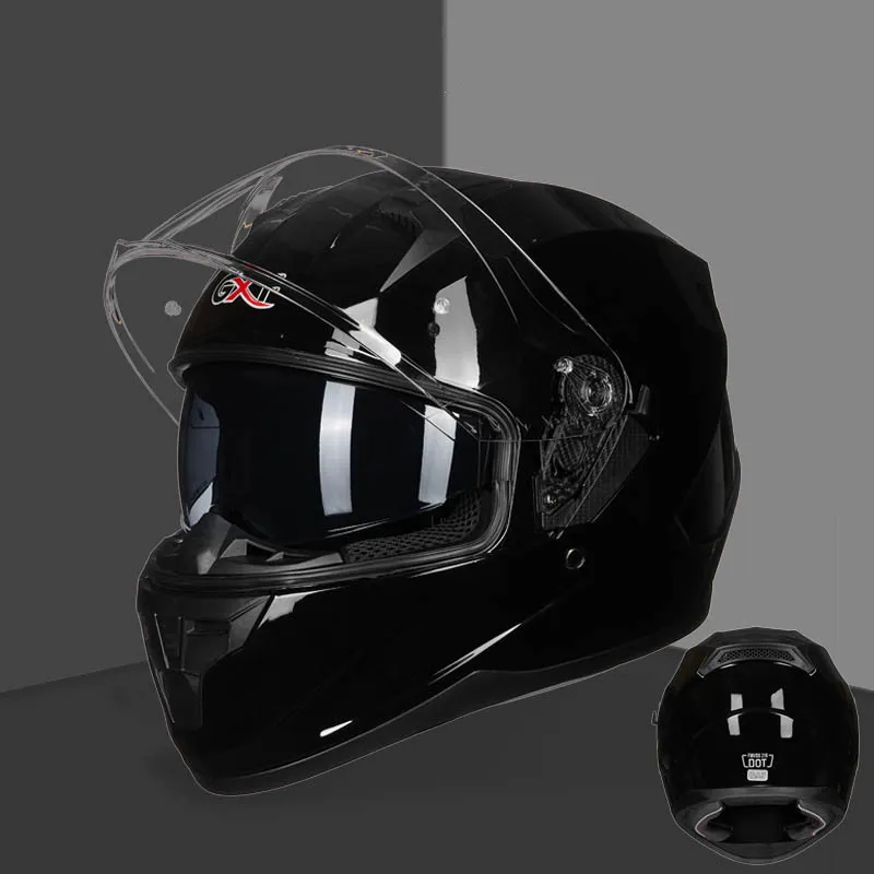 DOT Approved Motorcycle Helmets Dual Lens Full Face Helmet Matte Black ...