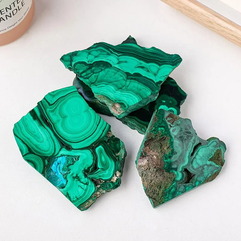 Natural Crystal Malachite Slice Polished Mineral Specimens Rough Stone ...