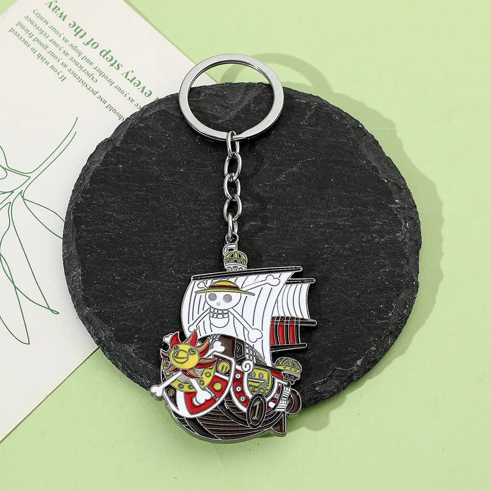 Anime One Piece Keychain Monkey D. Luffy Pirate Metal Pendant Key Chain ...