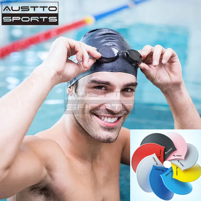 DHgate.com:Silicone Swim Cap, Non-Slip Unisex Adult Waterproof Pool Hat ...