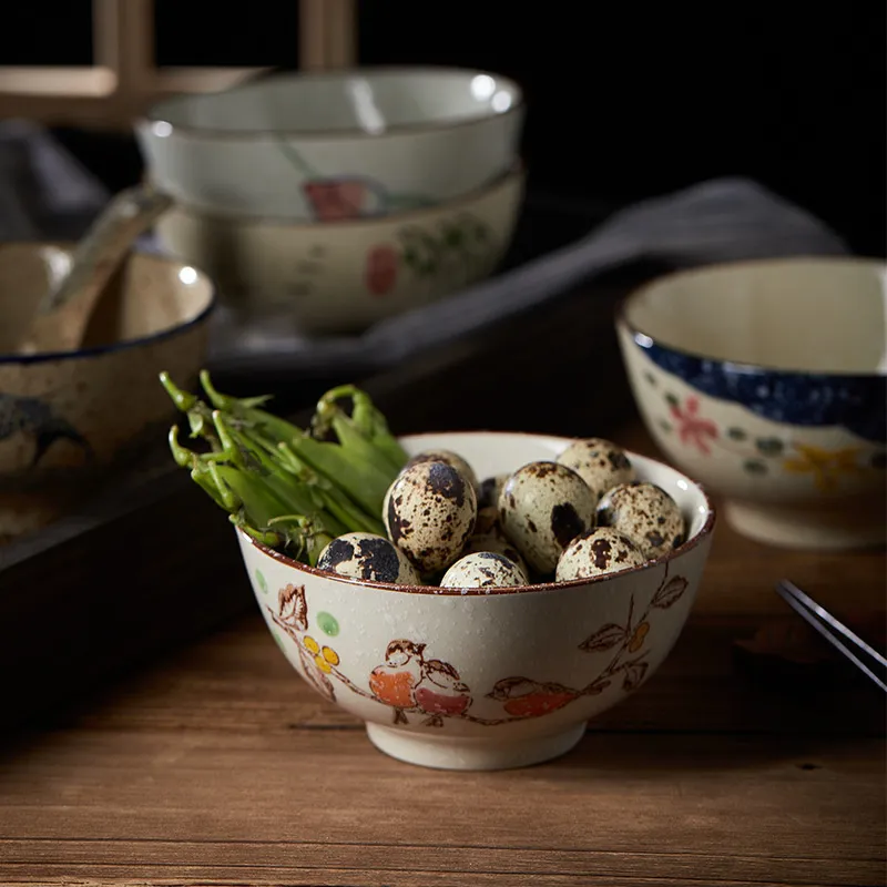 Japanese Porcelain Small Retro Ceramic Soup Rice Noodle Bowls Tableware ...