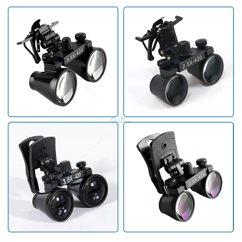 Dental Binocular Magnifier with 2.5X-3.5X Clip-On Optical Glass Lenses ...