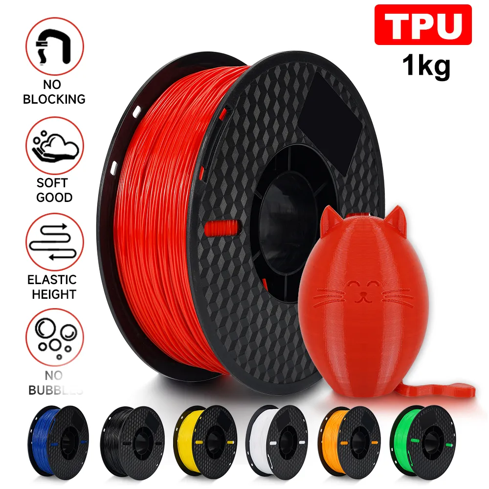 Flexible TPU Filament - 95A Shore Hardness, 1.75mm, 1KG Spool, Non ...