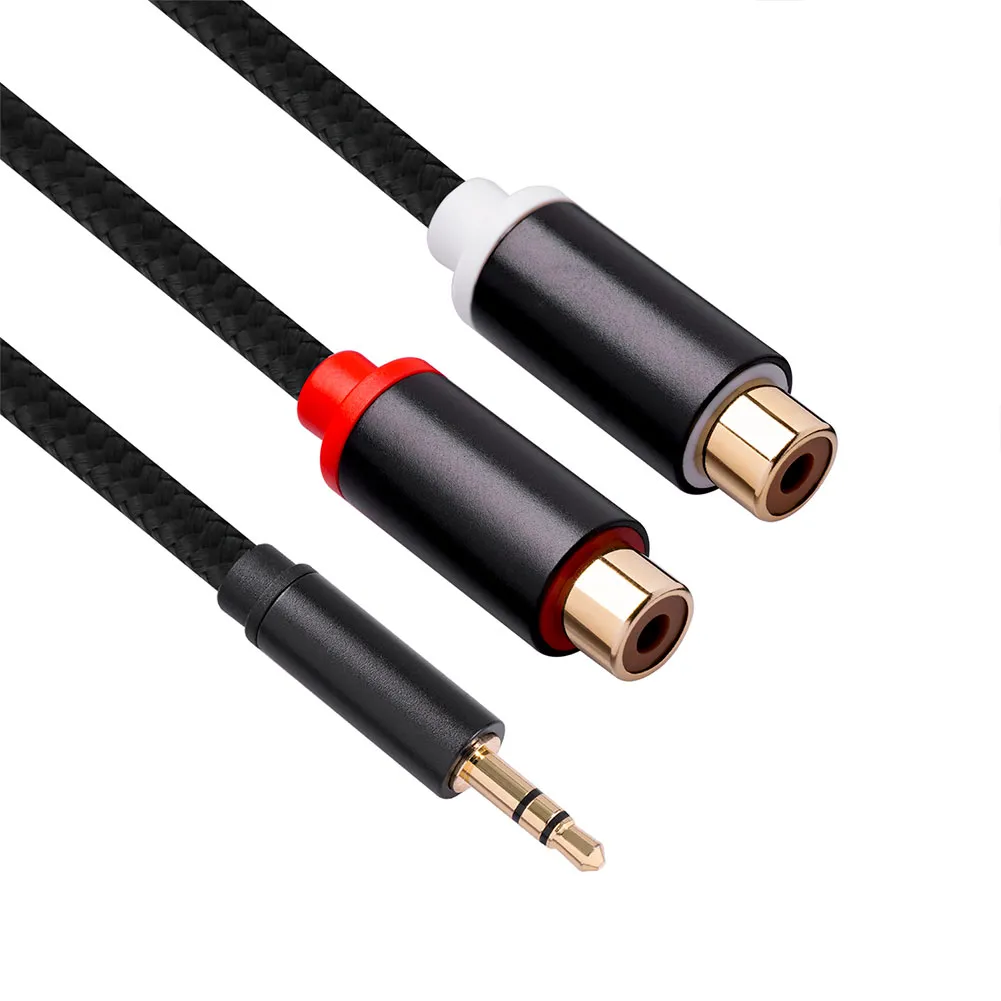 5mm Male to 2 RCA Female Stereo AUX Audio Cable Y Adapter Splitter 0.3 ...