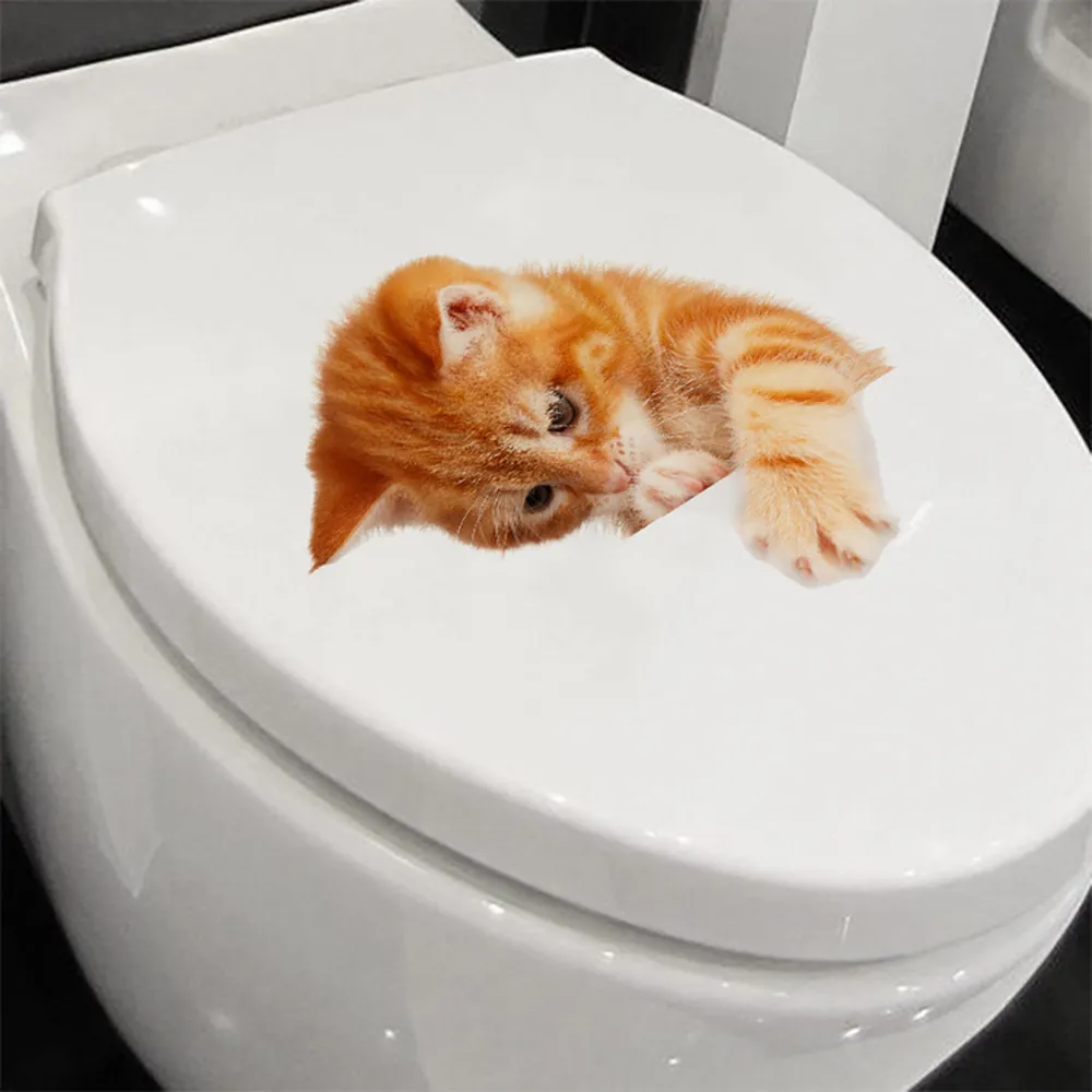 M525 Waterproof PVC Cat Pattern Toilet Sticker for Bathroom and Home ...