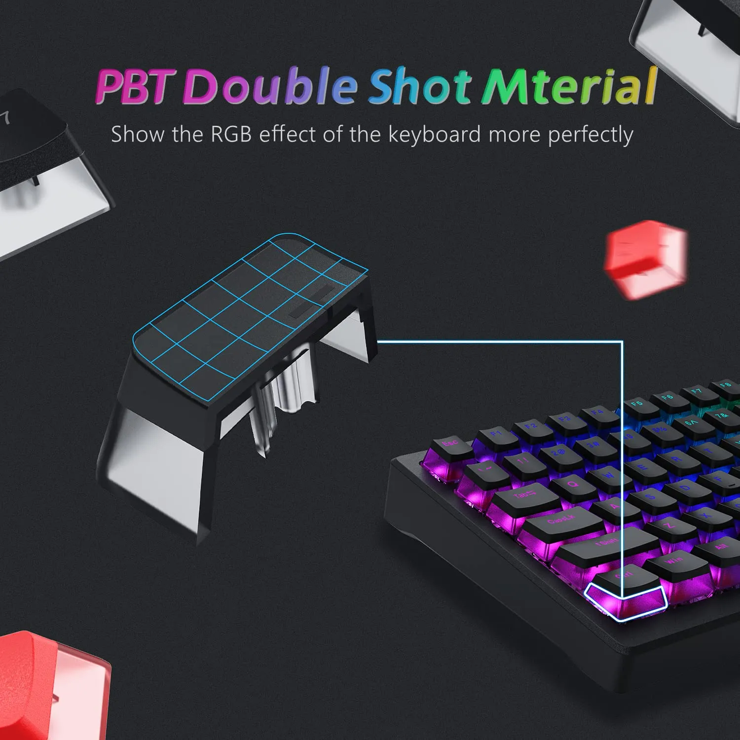 DHgate.com:Black PBT Double Shot Pudding Keycaps | Customizable 165-Key ...