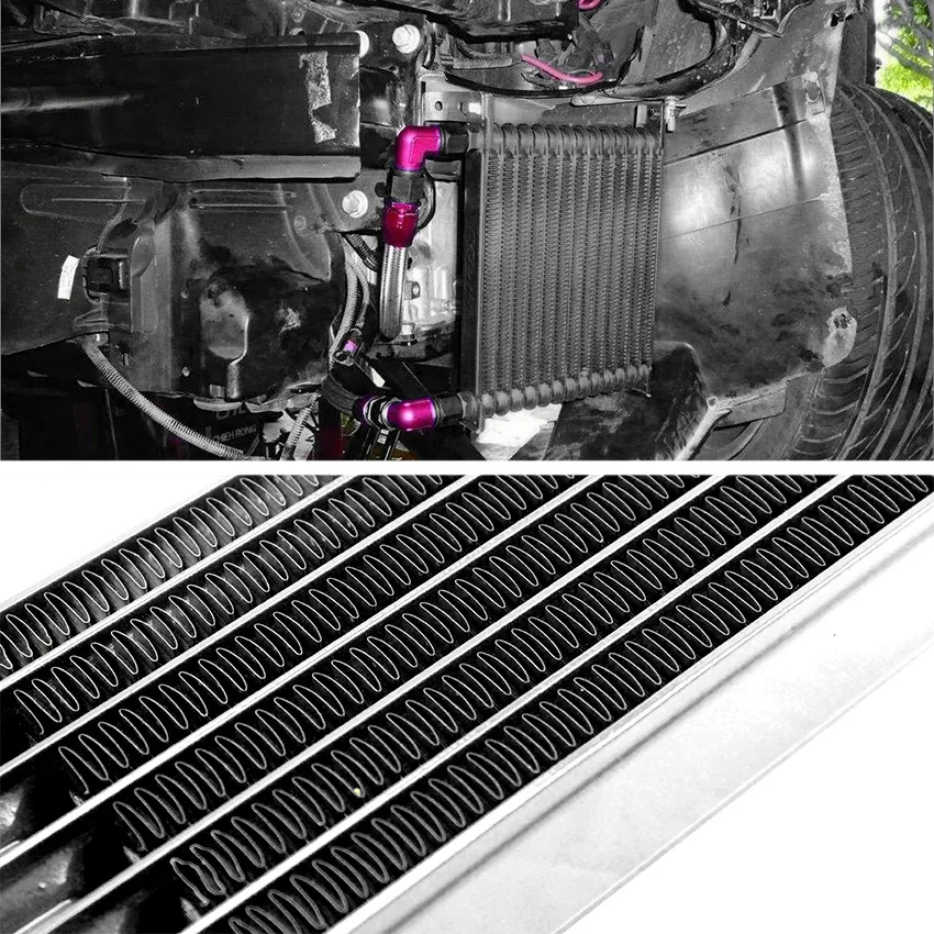 Black AN10 Aluminum 7/10/13/15-Row Universal Car Engine Oil Cooler ...