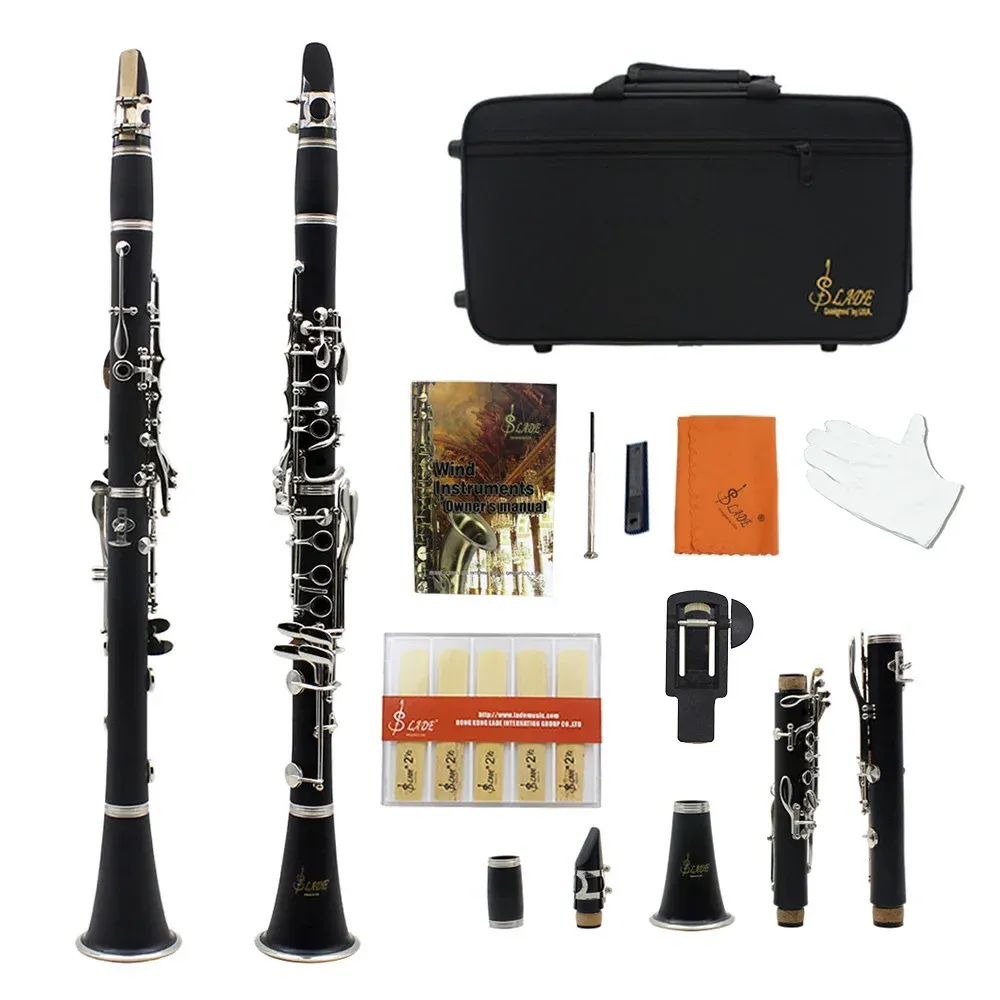 Bb Clarinet, Bakelite Woodwind Instrument with Case - Professional 17 ...