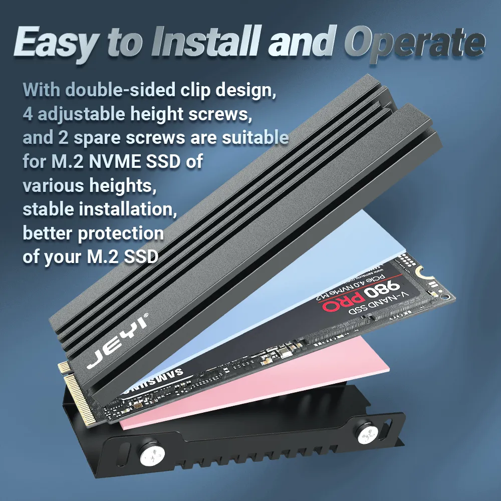 JEYI M.2 SSD Heatsink With Thermal Silicone Pad Treatment For PC/PS5 ...