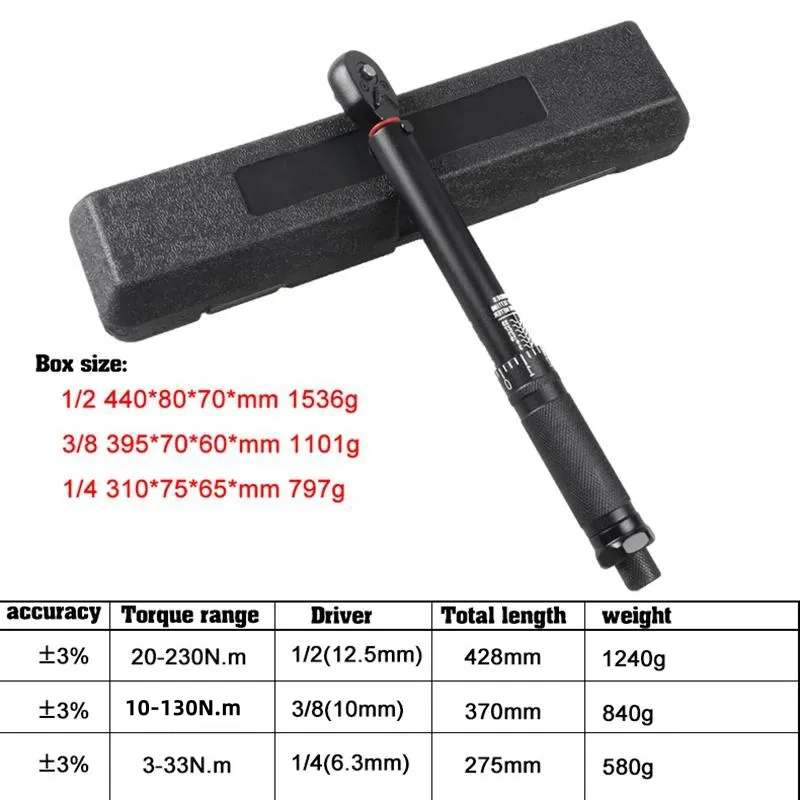 Square Drive Torque tq wrench - 1/2'', 3/8'' and 1' - Includes Ratchet ...