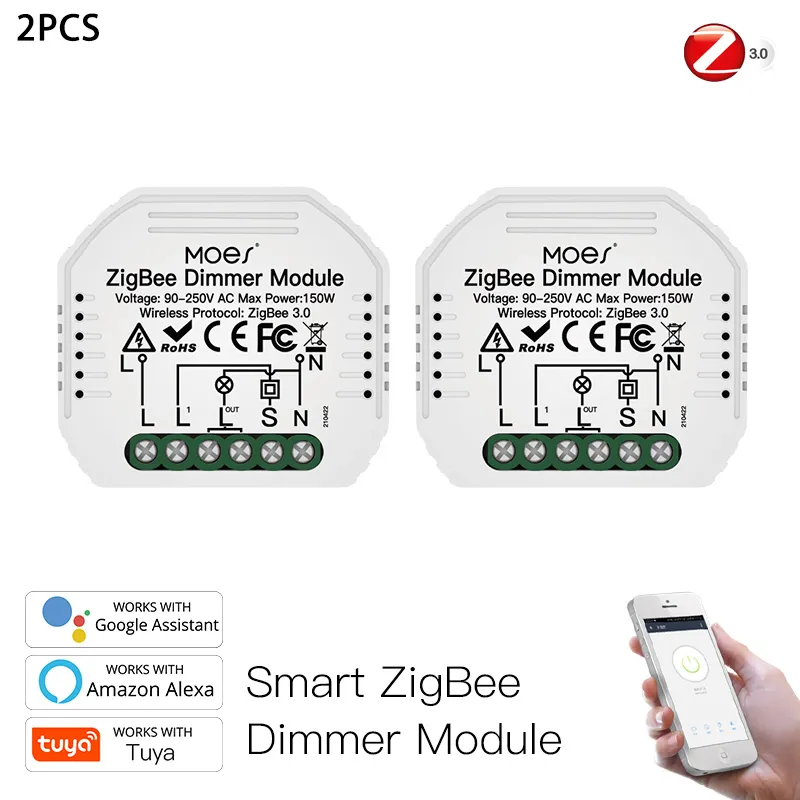 Smart Zigbee Dimmer Switch Module, Voice Control, Works with Alexa ...