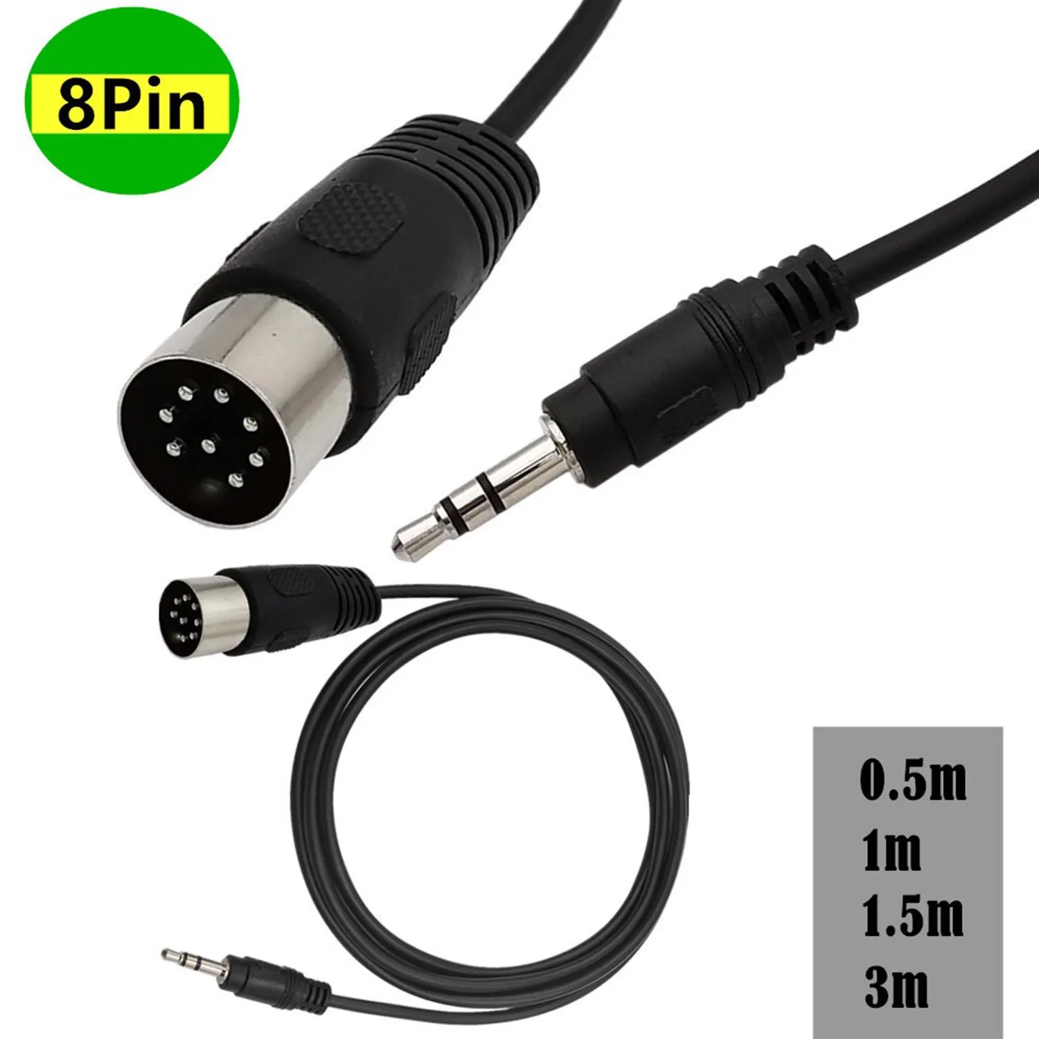 Din 8 Pin Male DIN Plug to 3.5mm Male Stereo Jack Audio Adapter Cable ...