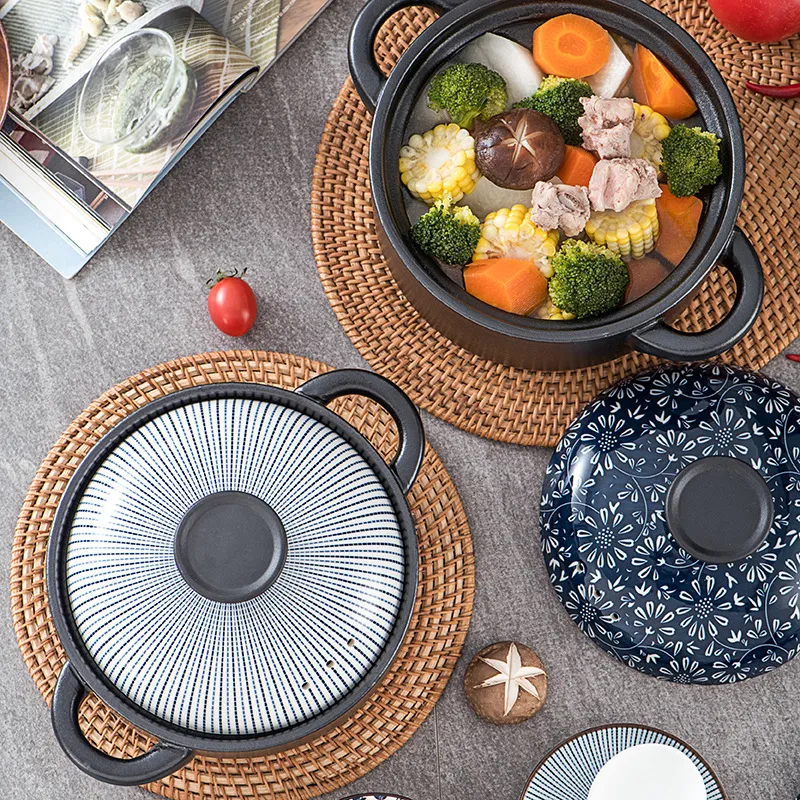 Japanese Ceramic Casserole Stew Pot With Lid - Household Soup Pot, High ...