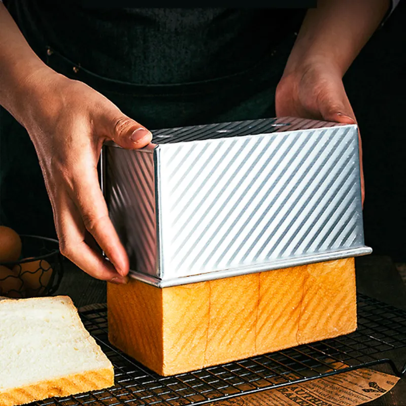 Aluminum Alloy Ripple Non-Stick Toast Bread Loaf Pan Cake Mold Set with ...