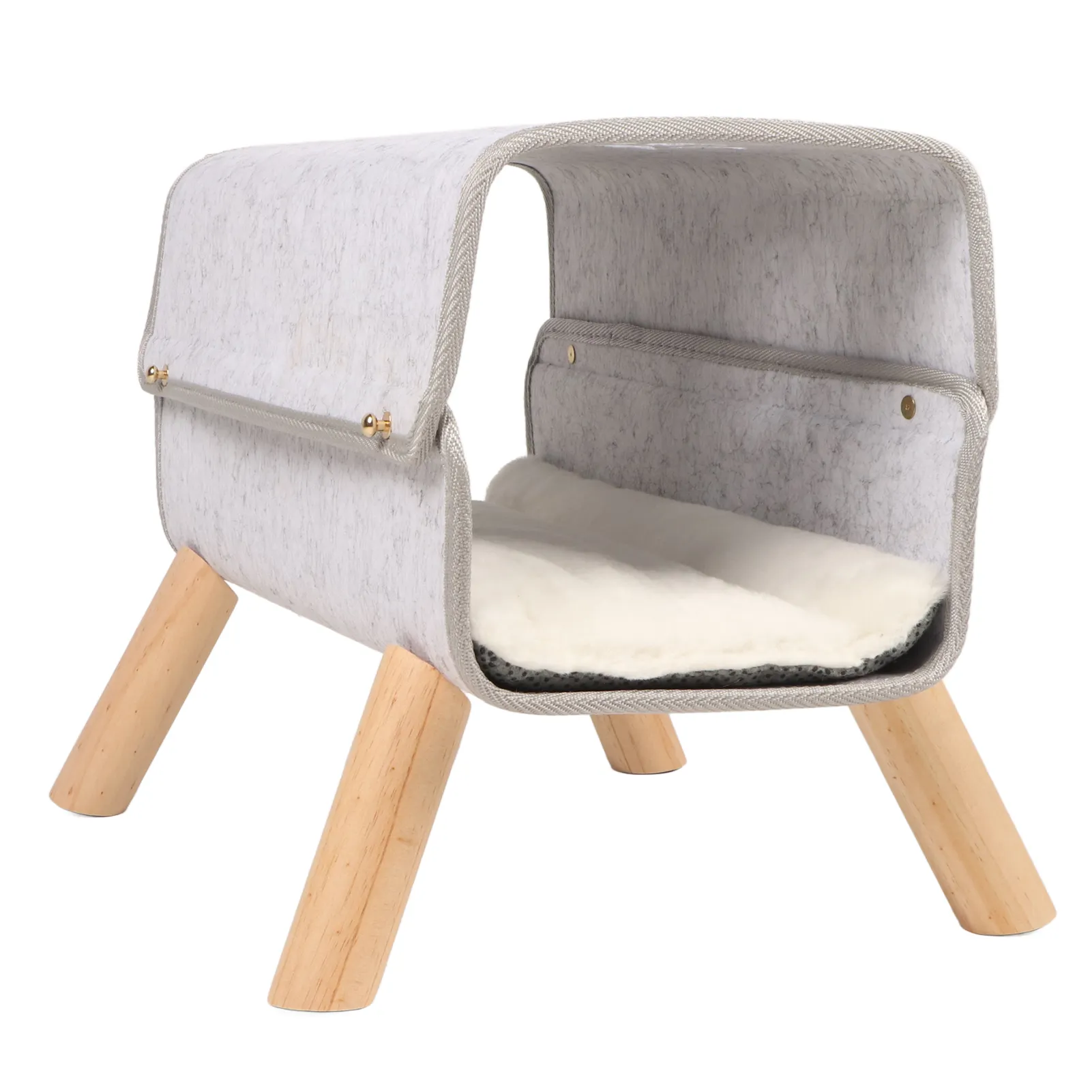 All-Seasons Felt Cat Tunnel Bed with Wooden Legs for Small Pets from ...