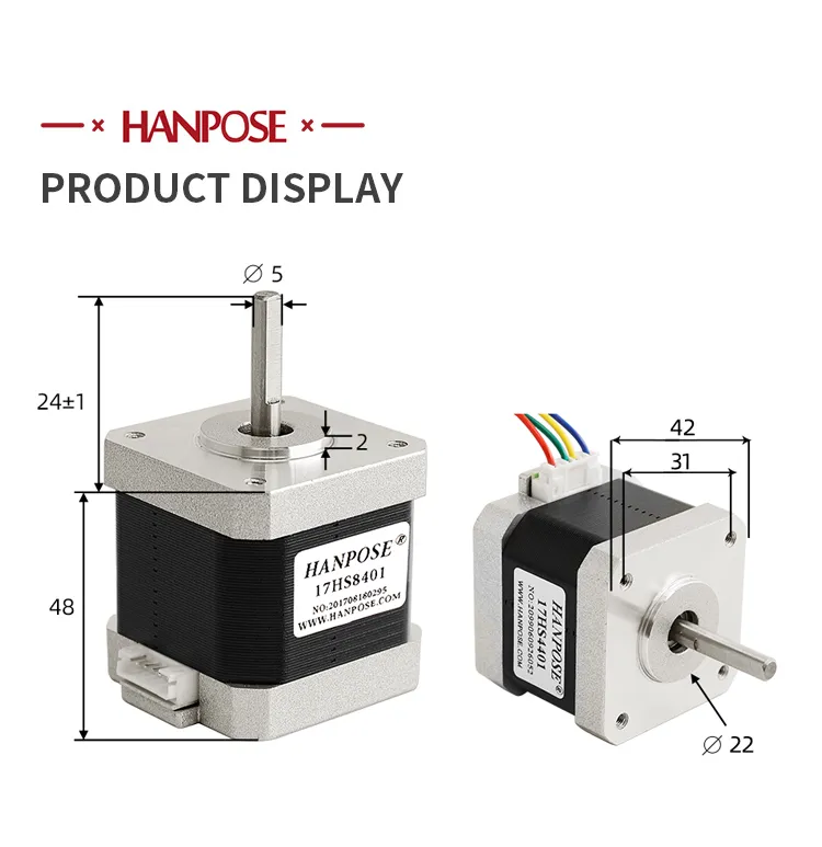 HANPOSE Nema17 Stepper Motor 48mm 78Oz-in 1.8A 52N.CM for CNC 3D ...