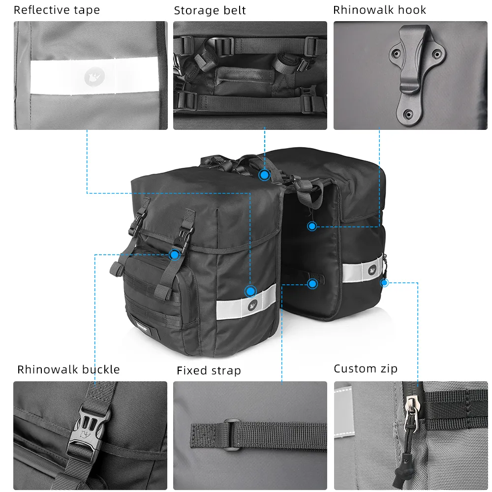 DHgate.com:Waterproof Bicycle Panniers - 40L Double Side Bike Bag with ...