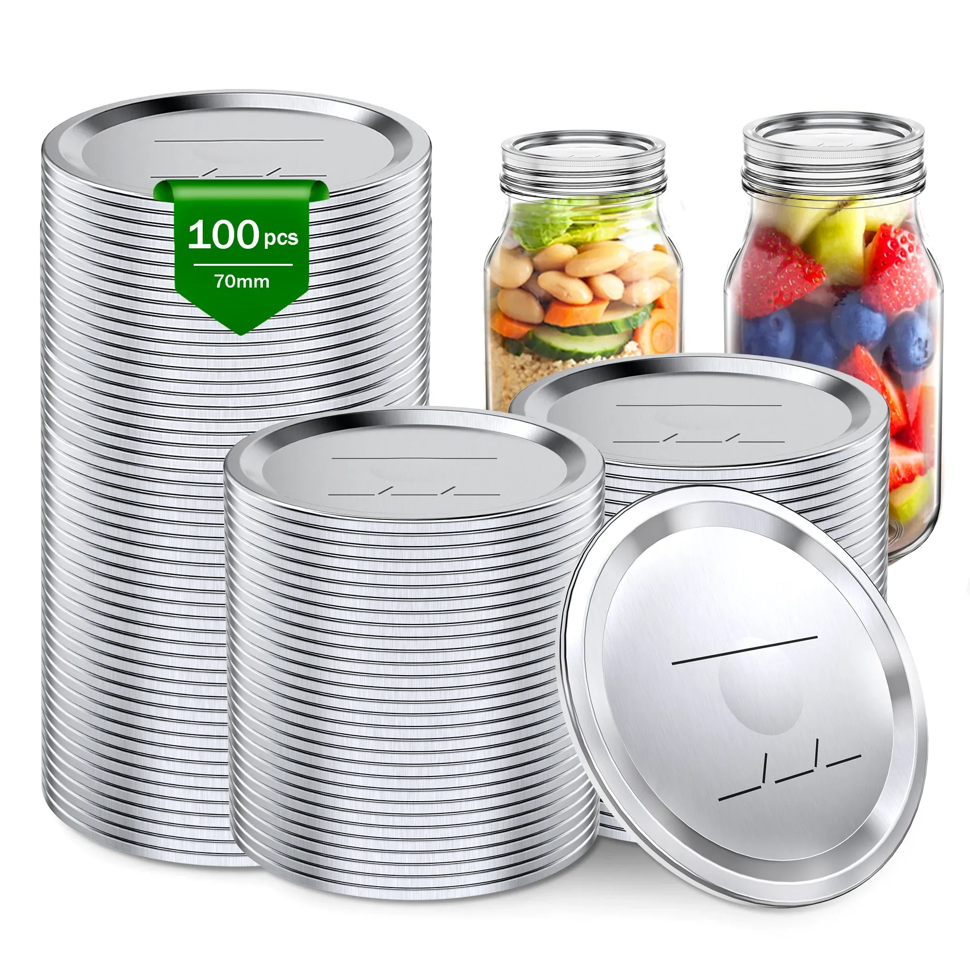 Reusable Canning Lids: 70mm & 86mm Universal Jar Lids for Leak-Proof ...