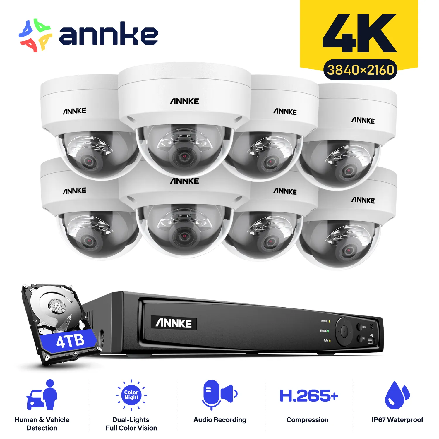 DHgate.com:8CH 4K IP Camera Security System, 265+, 8MP PoE Camera, Two ...