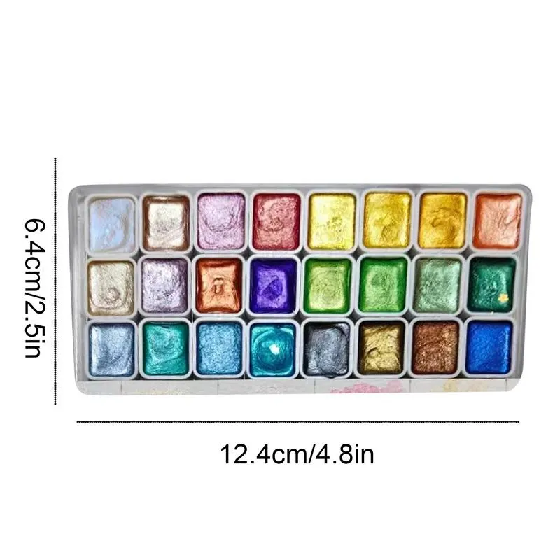 Pearlescent Watercolor Paint Kit - 24 Solid Gouache Colors for Art ...