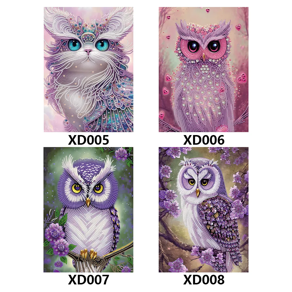 5D DIY Purple Owl Diamond Painting Kit with Partial Special Shaped ...