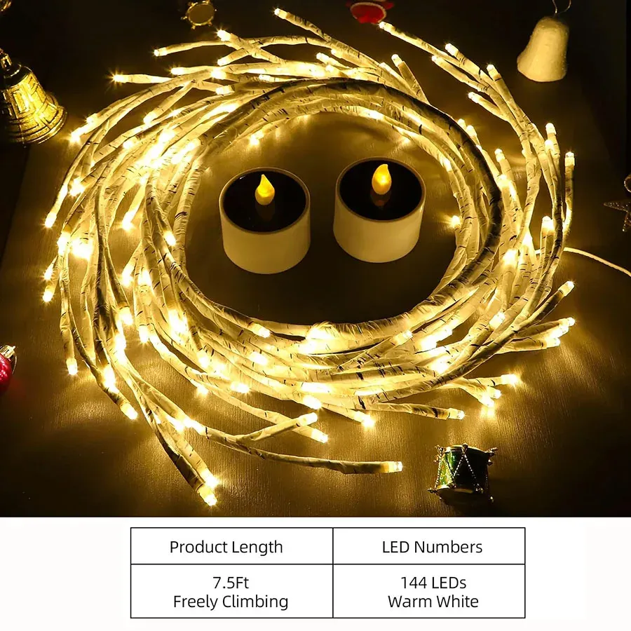 2024144 LED White Willow Vine Light | 8 Modes Lighted Vines for Wall ...