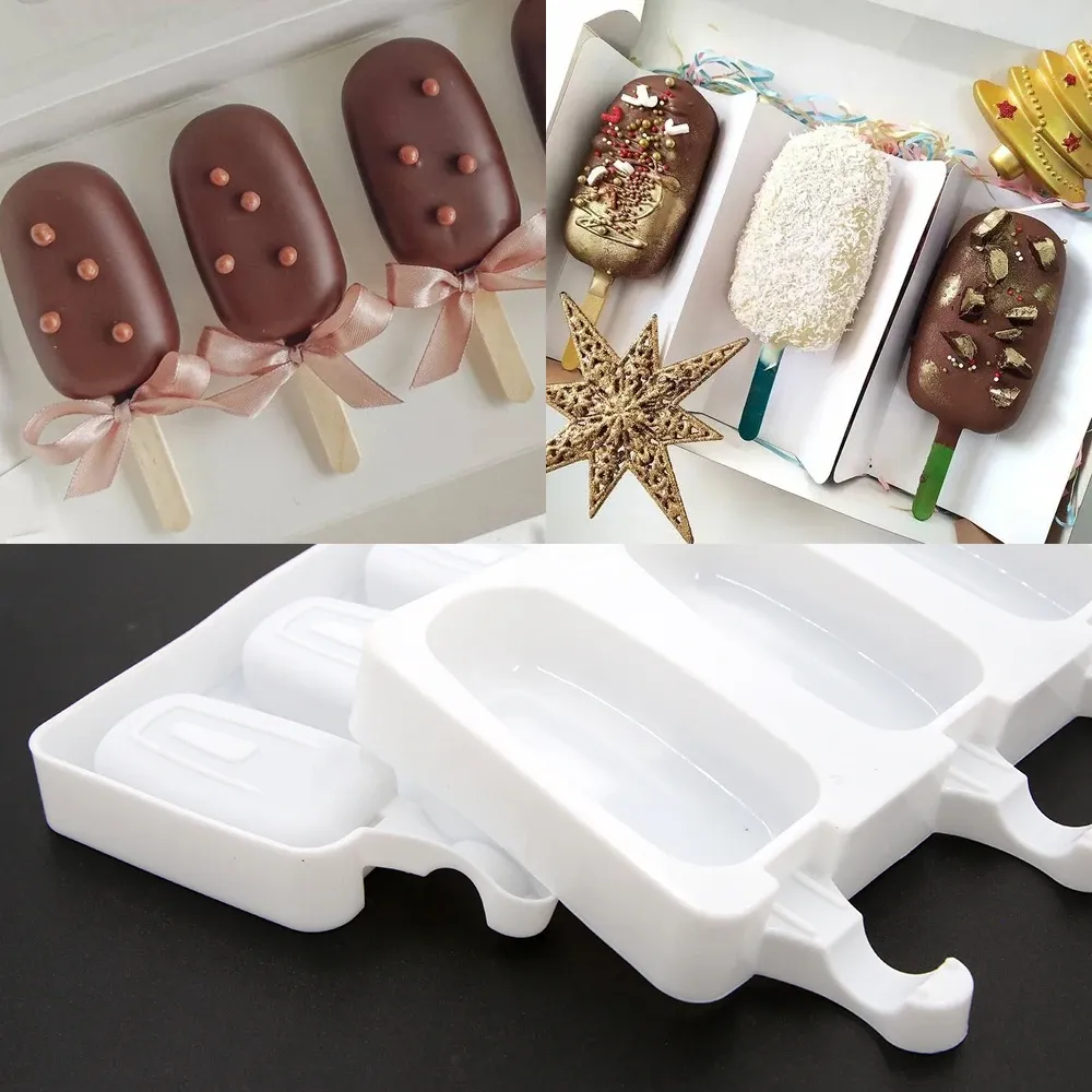 DHgate.com:4/8-Cell Silicone Ice Cream Molds, Ice Pop Molds with Lids ...
