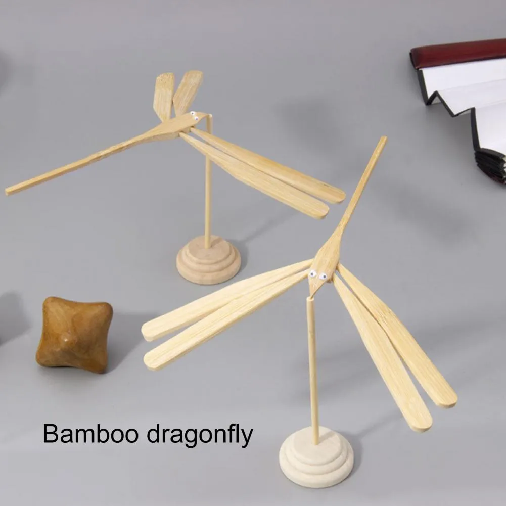 Balanced Bamboo Dragonfly Toy - Adorable Rotating Ornament, Wooden Base ...