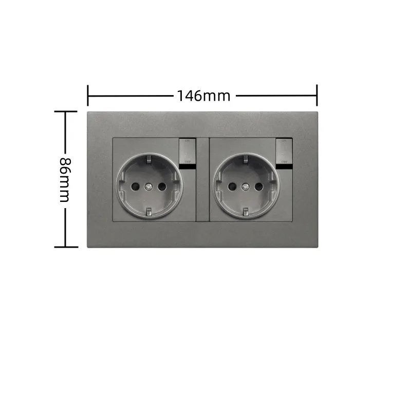 Grey Plastic Panel Light Switch EU Standard Electrical 86mm Single ...