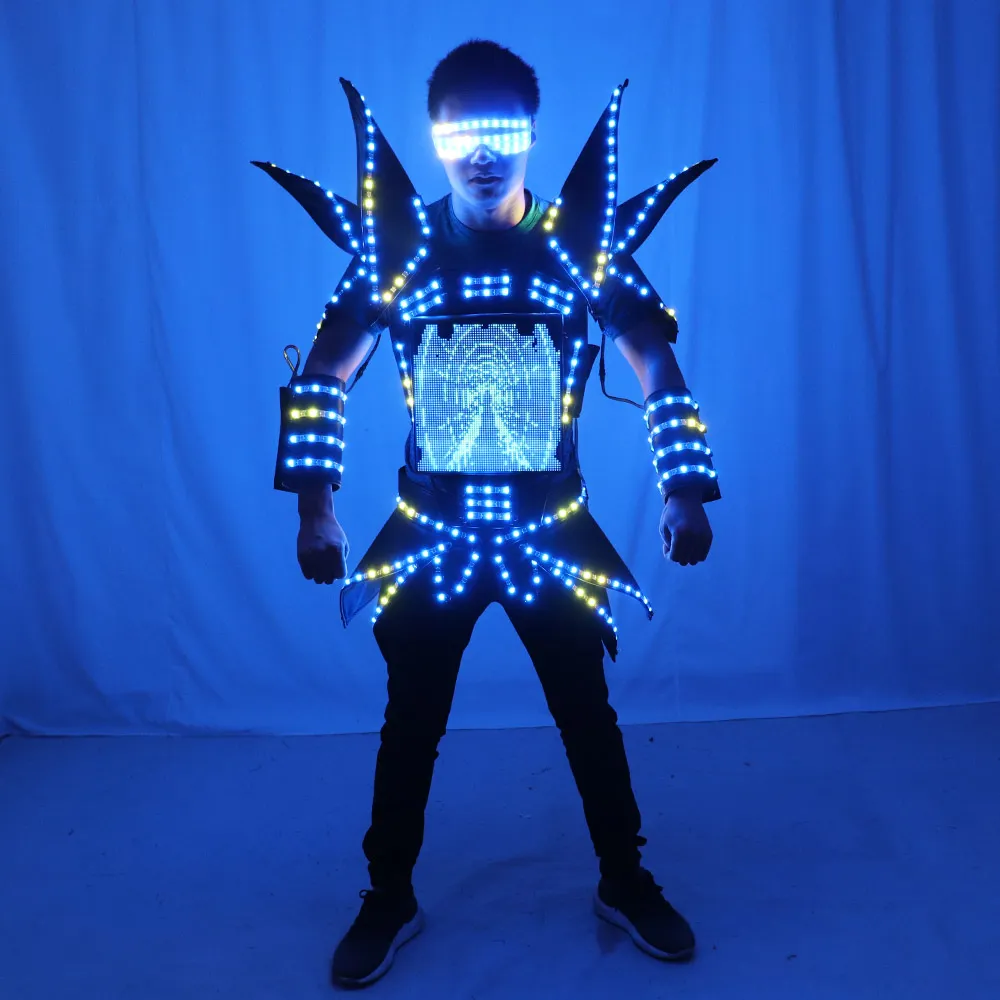 LED Robot Display Costumes Colorful Light Armor Suit For Party ...